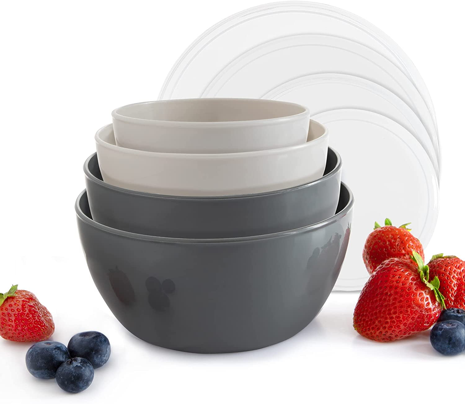 Cook with Color Nesting Prep Bowls with Lids, 8 Piece Plastic Bowls Set ...