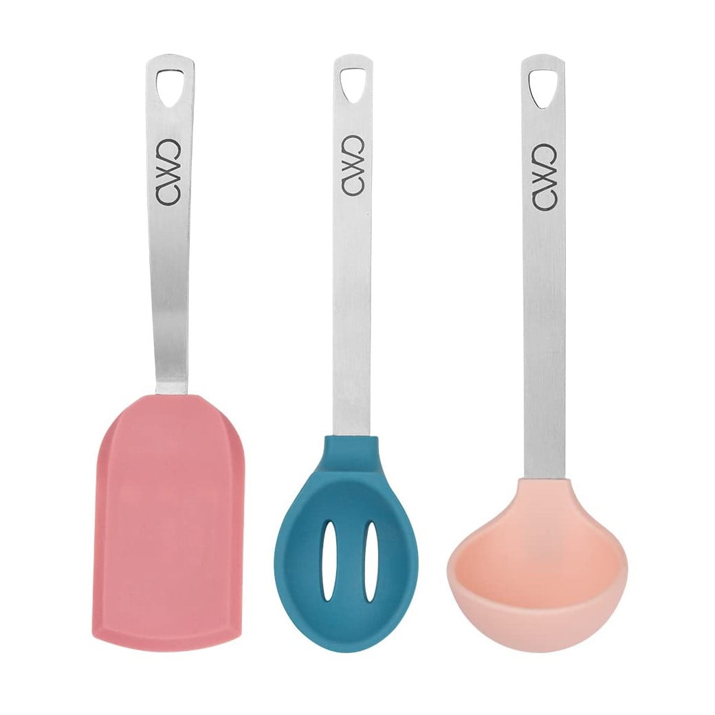 Cook with Color Silicone Kitchen Utensils 3 Piece Set - Spoon, Ladel ...