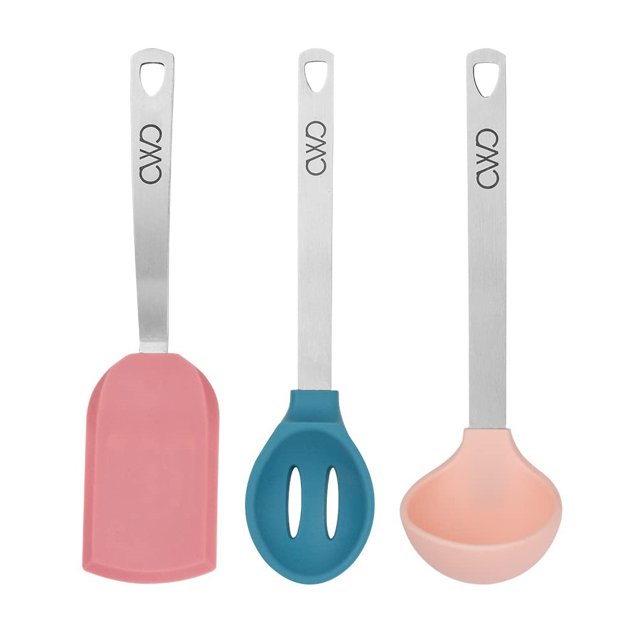 Cook with Color Silicone Kitchen Utensils 3 Piece Set - Spoon, Ladel ...
