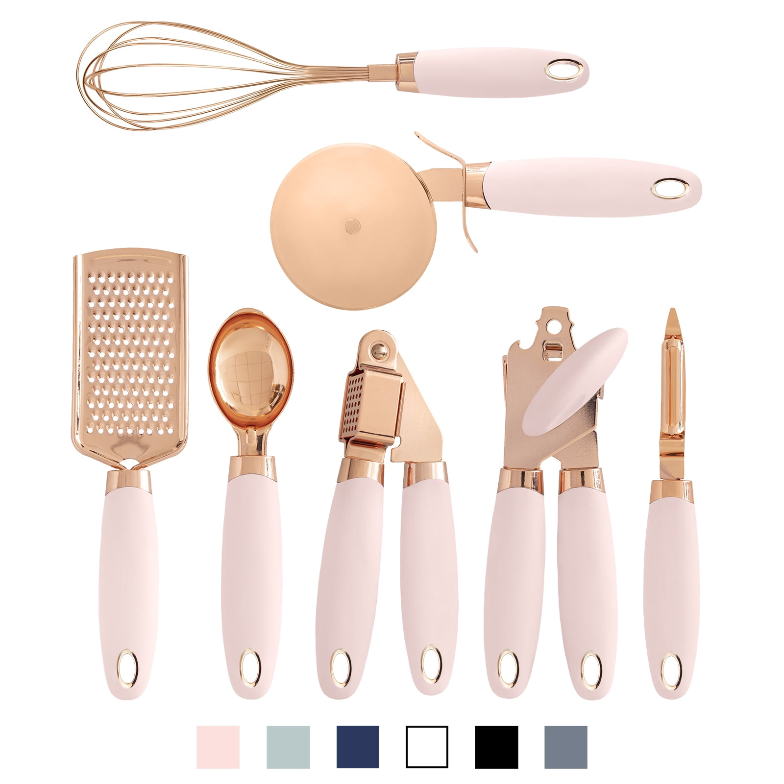Cook with Color 7 Piece Stainless Steel Kitchenware Set: Whisk, Garlic ...