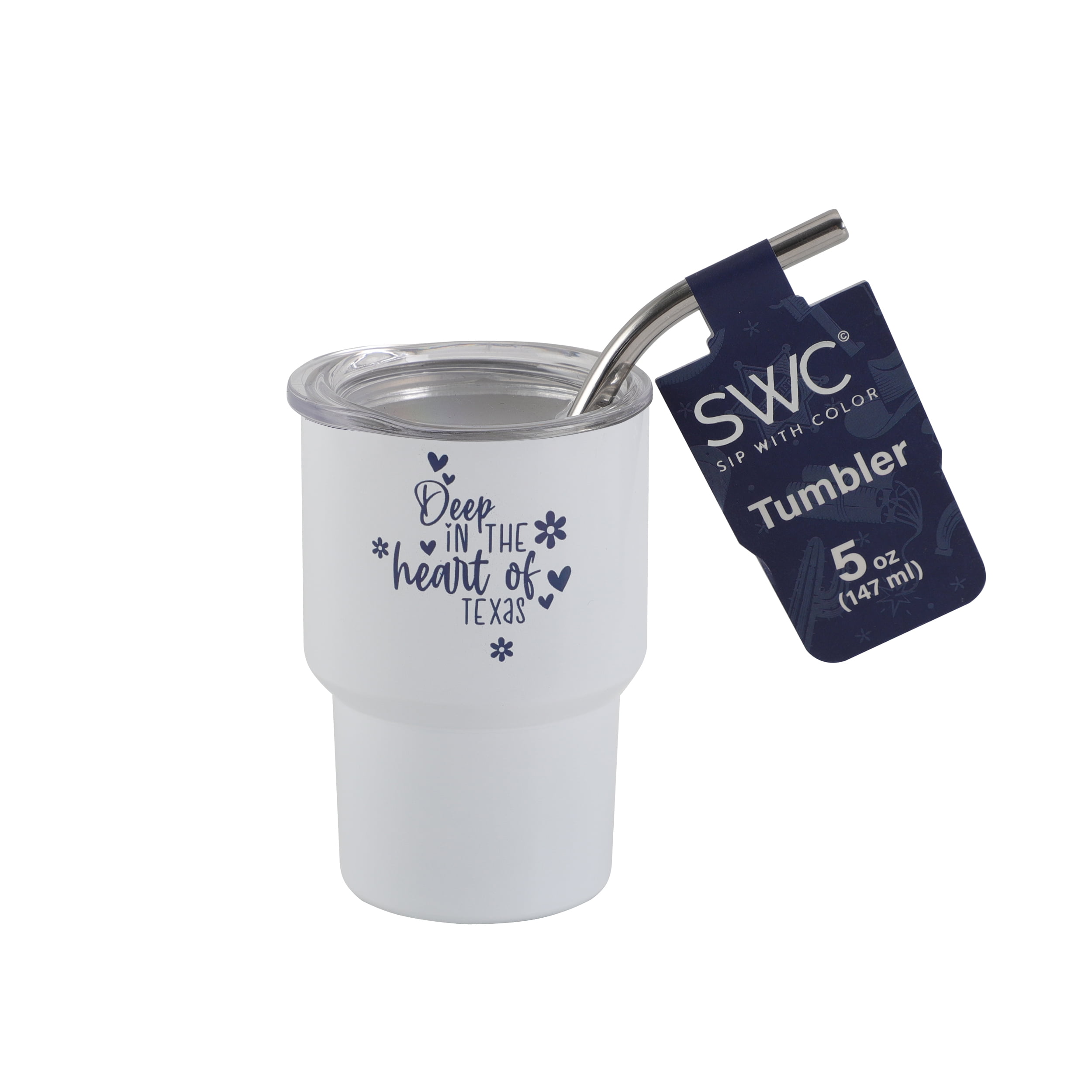 COOK WITH COLOR 5oz Stainless Steel Mini Tumbler with Straw and Lid ...