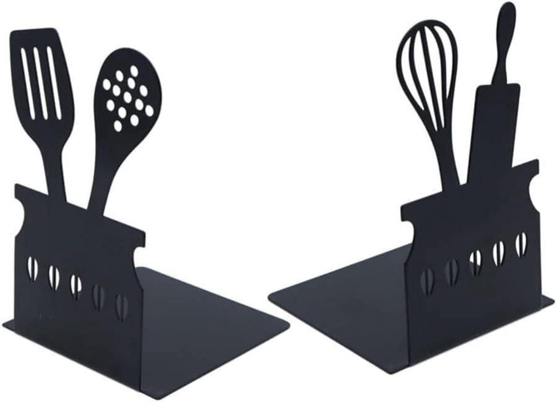 Cookbook Bookends, Creative Metal Hollow Bookends with Non-Slip Mat ...