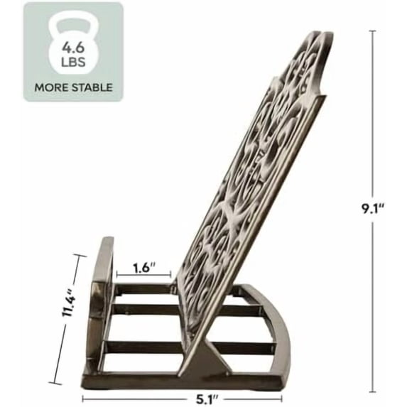 Cookbook Stand, Cast Iron Heavy-Duty Recipe Book Holder, Kitchen ...