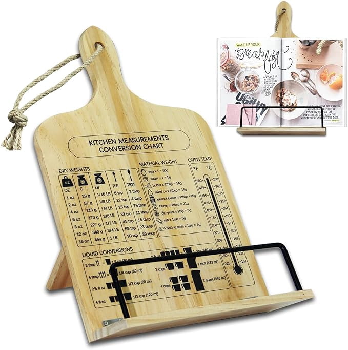 Cookbook Stand, Dhnvcud Wooden Recipe Book Holder, Adjustable Cookbook ...