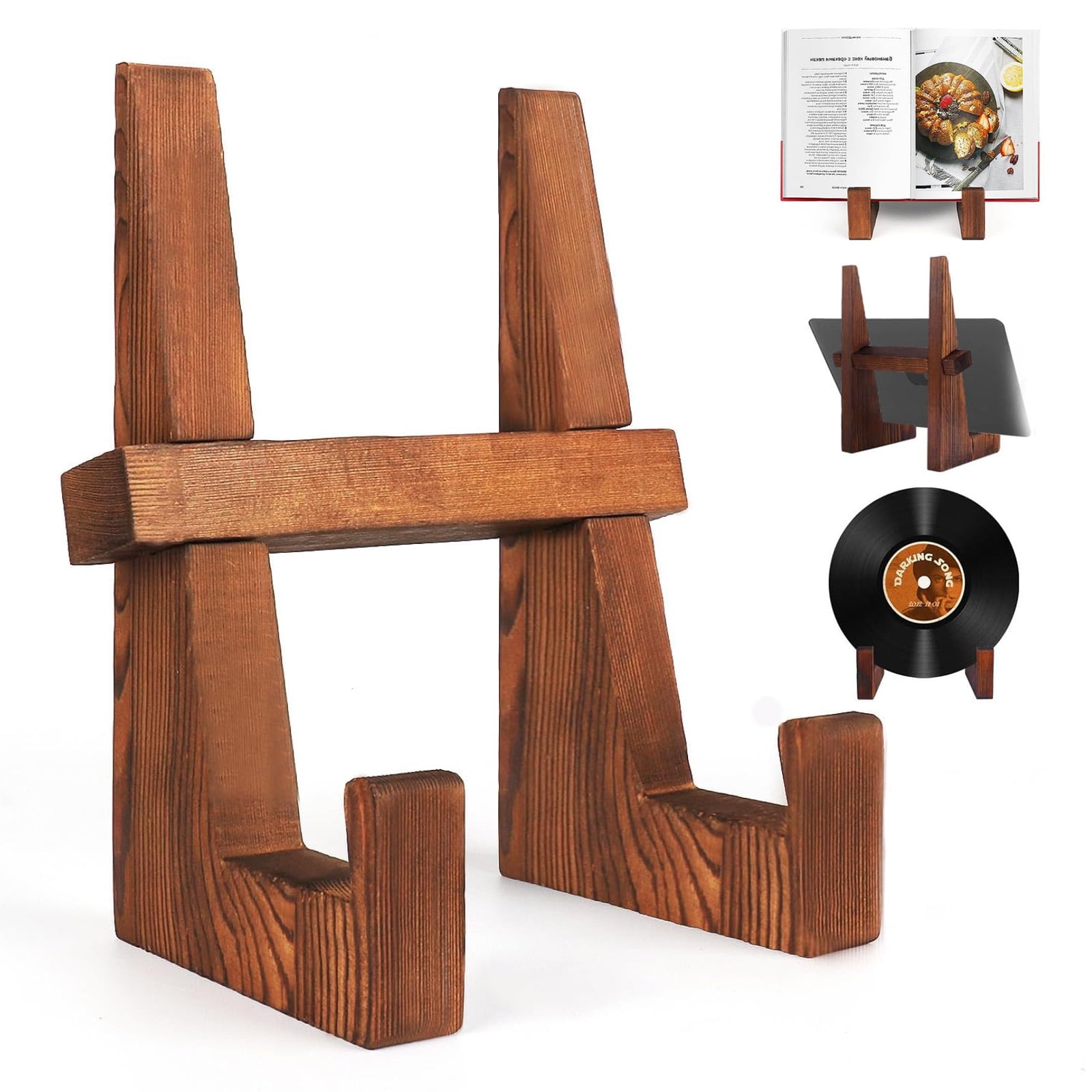 Cookbook Stand for Kitchen - 8.8 inch Wooden Cookbook Holder for Kitchen Counter ...