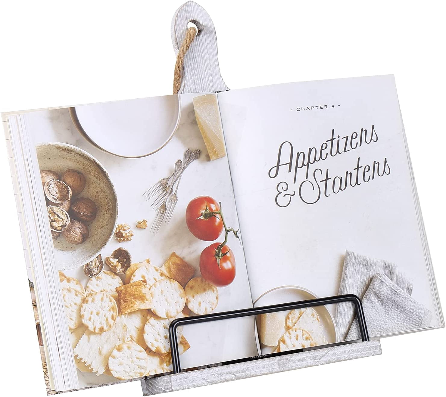 Cookbook Stand for Kitchen Counter Adjustable Recipe Book Holder Rustic ...