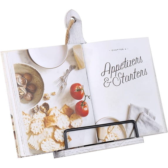 Cookbook Stand for Kitchen Counter Adjustable Recipe Book Holder Rustic ...