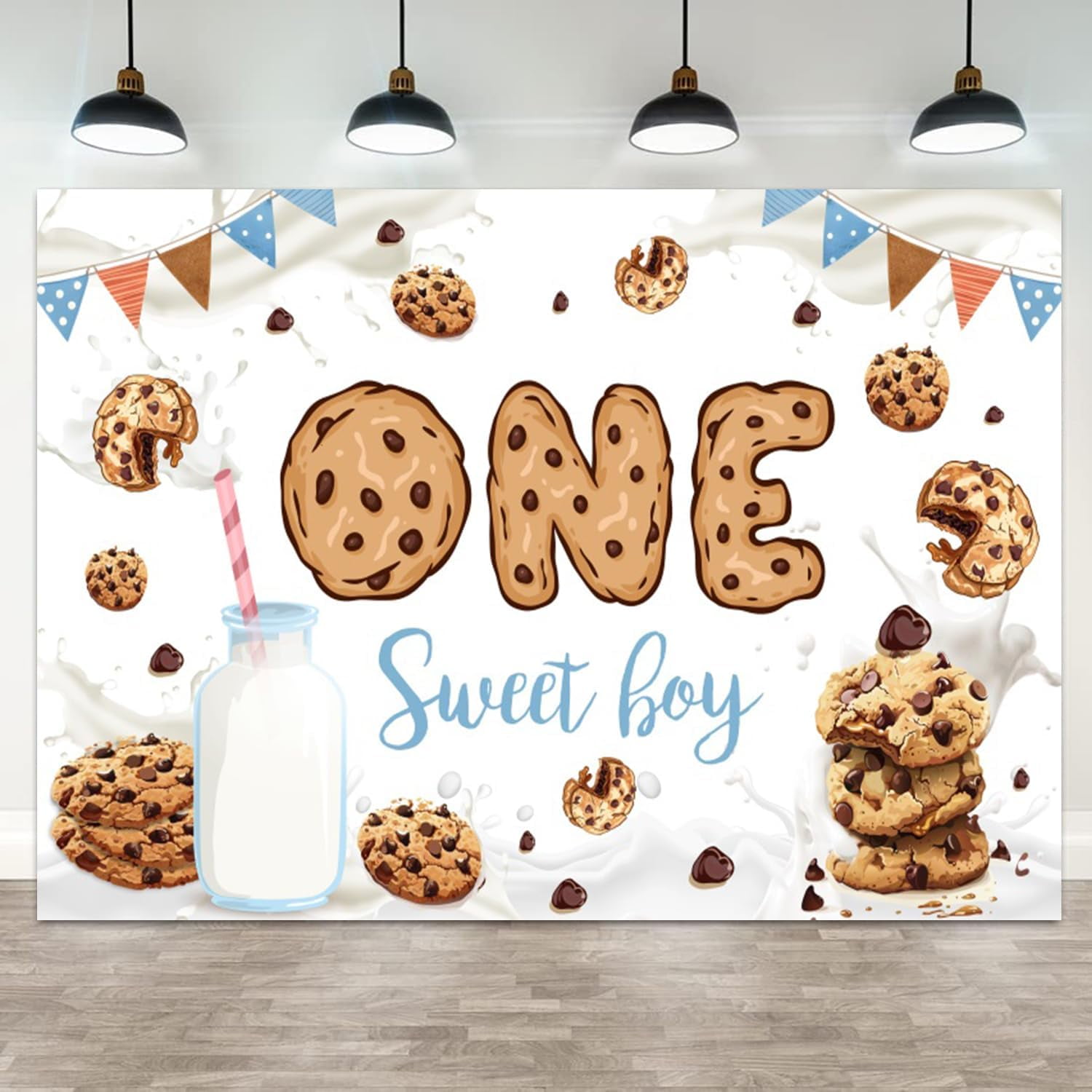 Cookie 1st Birthday Backdrop One Sweet Boy Photography Background ...