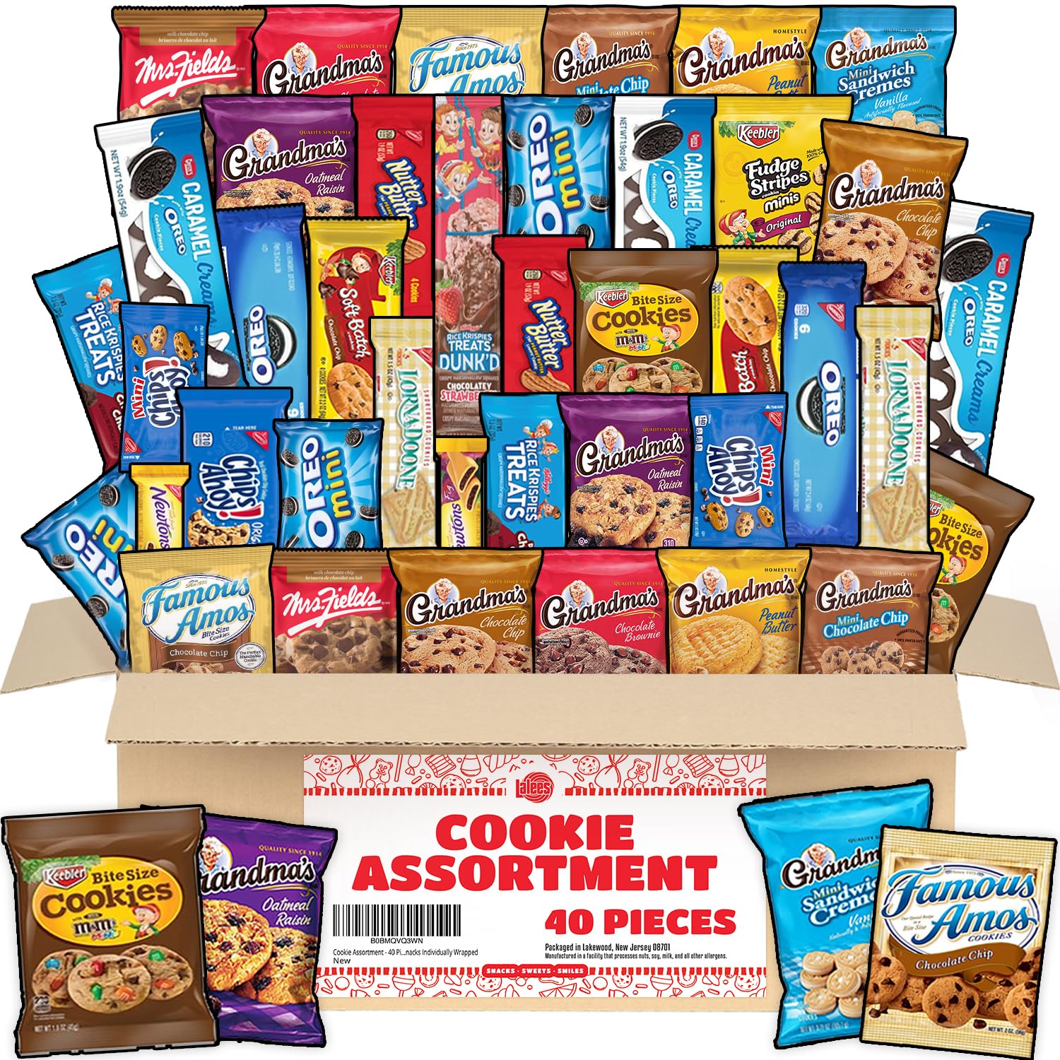 Cookie Assortment Box - YPF5 40 FULL SIZE Pieces - Bulk Variety Pack ...