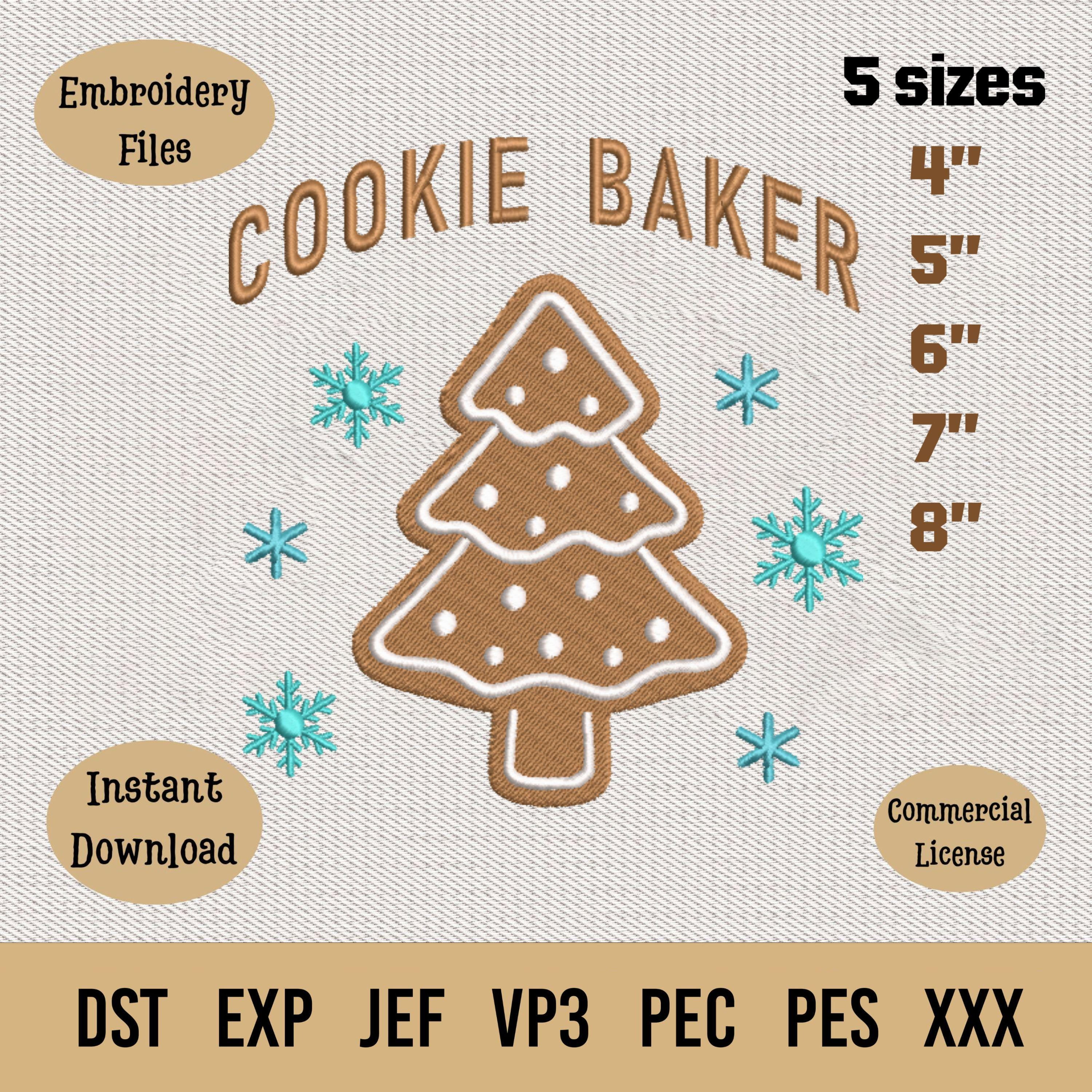 Cookie Baker Embroidery Design - Gingerbread Christmas Tree and ...