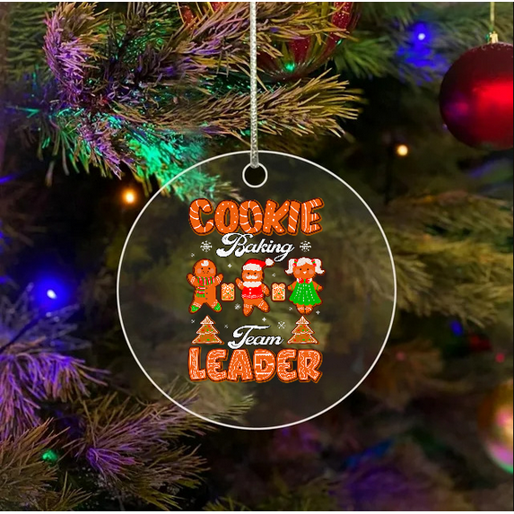 Cookie Baking Team Leader Three Gingergreads Baker Ornament Home Decoration, Circle Acrylic ...