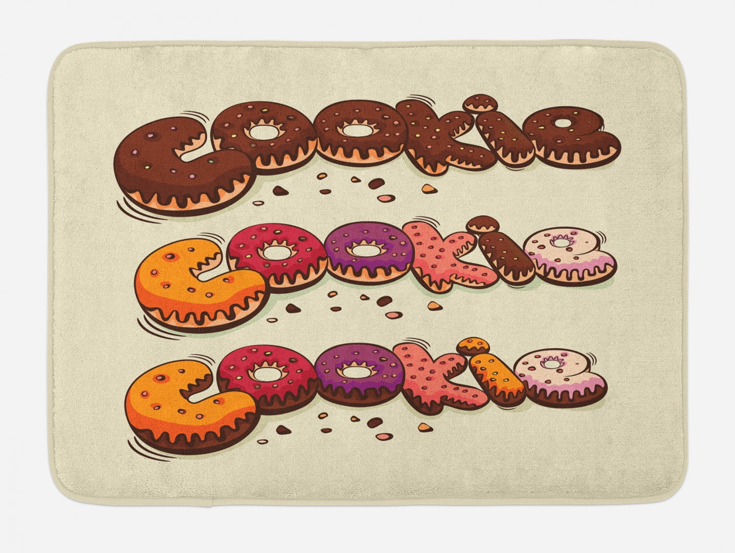Cookie Bath Mat, Cookies Font Bakery Theme Delicious Doodle Cupcakes ...