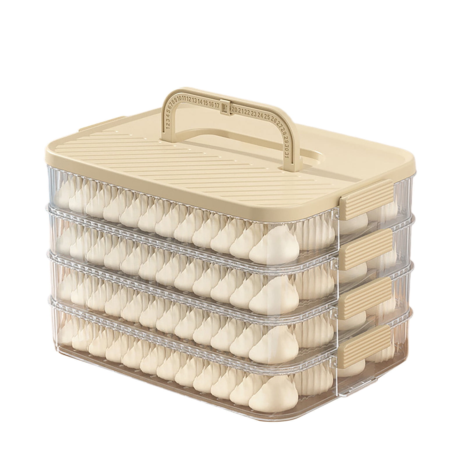 Cookie Container, Dumpling Box, Stackable Snack Container with Lid, 4 ...