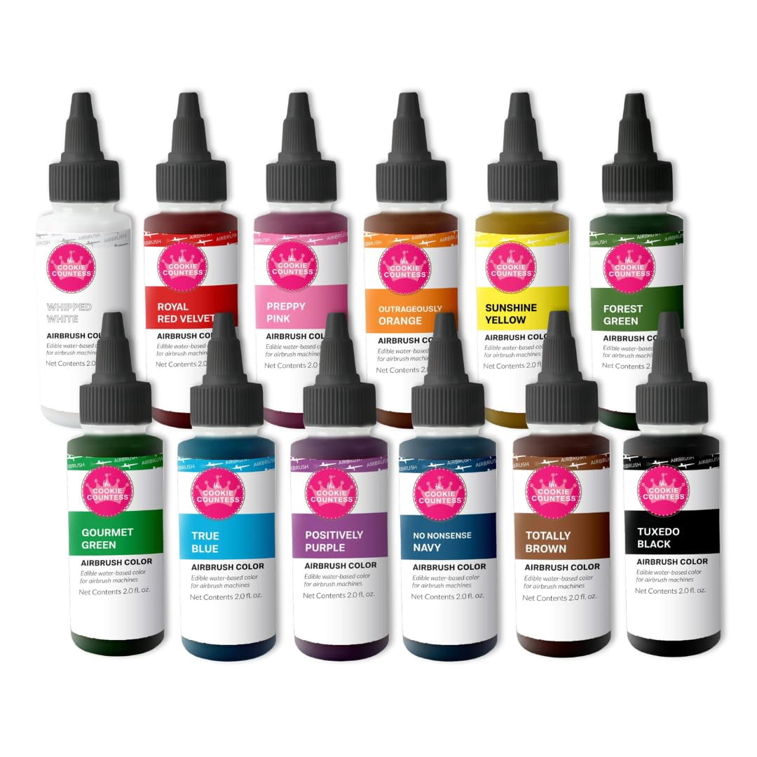 Cookie Countess Edible Airbrush Colors Essentials Set 12 colors 2oz ...