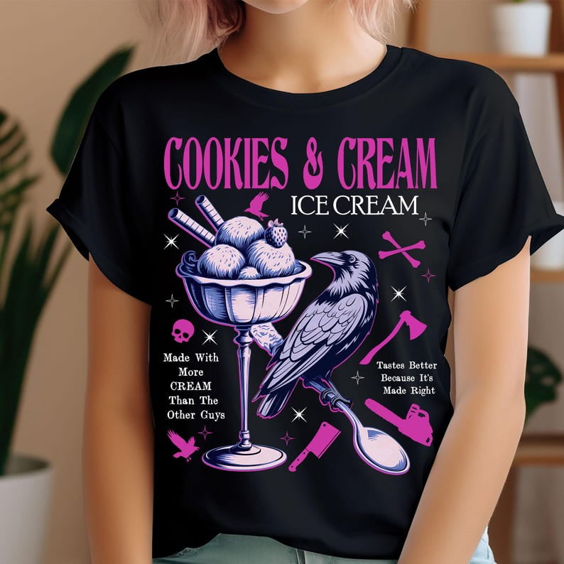 Cookie & Cream Ice Cream, Inspired Book Shirt Designs, Gift For Book ...