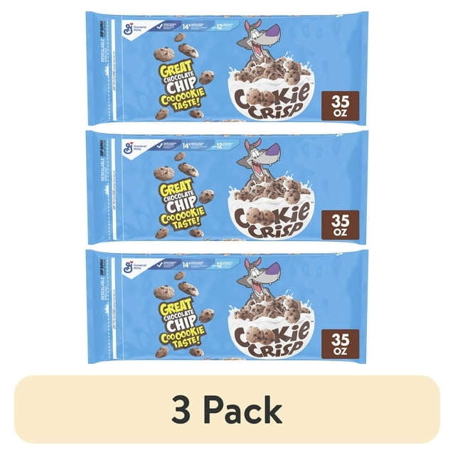 (3 pack) Cookie Crisp Cereal, Chocolate Chip Cookie Flavored, 35 oz ... (3 pack) Cookie Crisp Cereal, Chocolate Chip Cookie Flavored, 35 oz ...