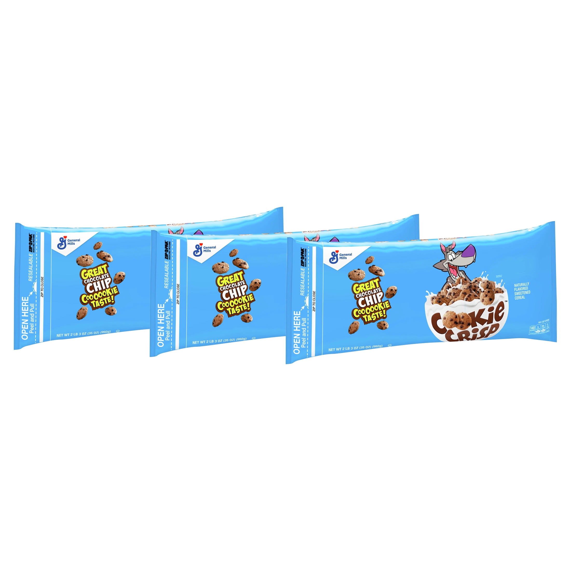 (3 pack) Cookie Crisp Breakfast Cereal, Chocolate Chip Cookie Taste ...