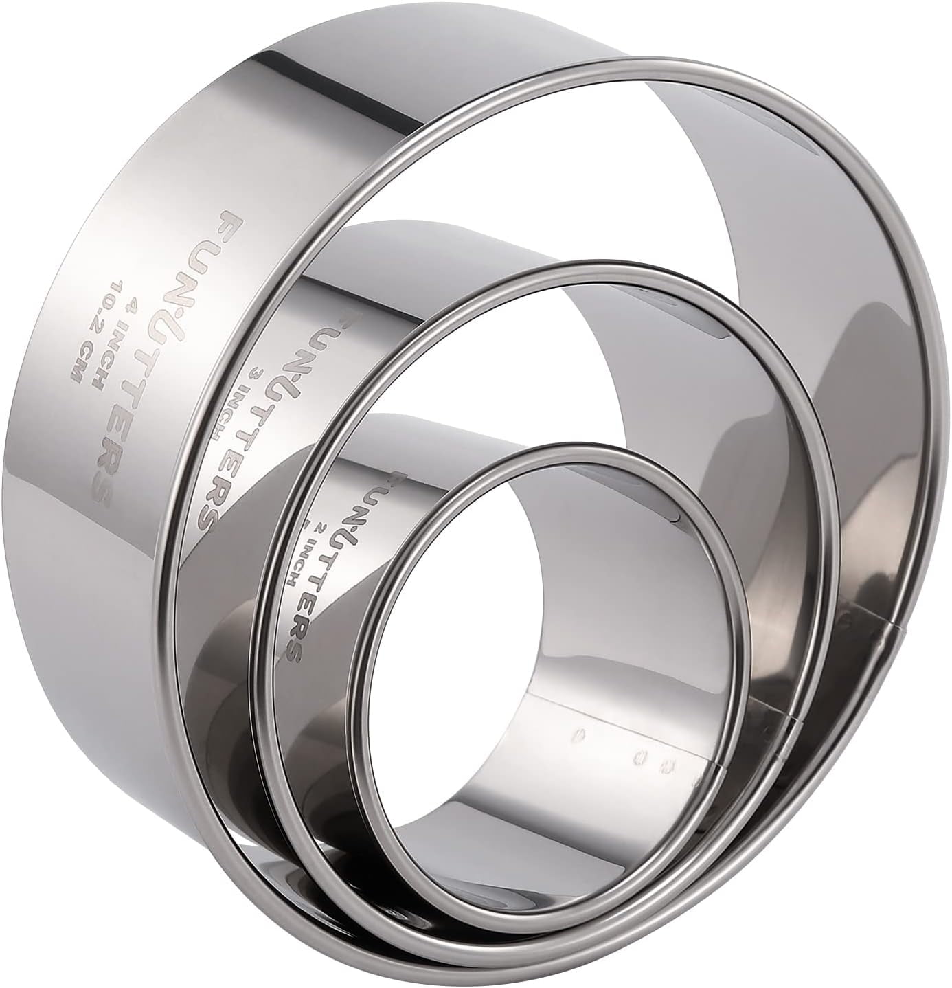 Cookie Cutter Set, 3 Pc Kit, Measuring 2'', 3'', and 4'', Round Metal ...