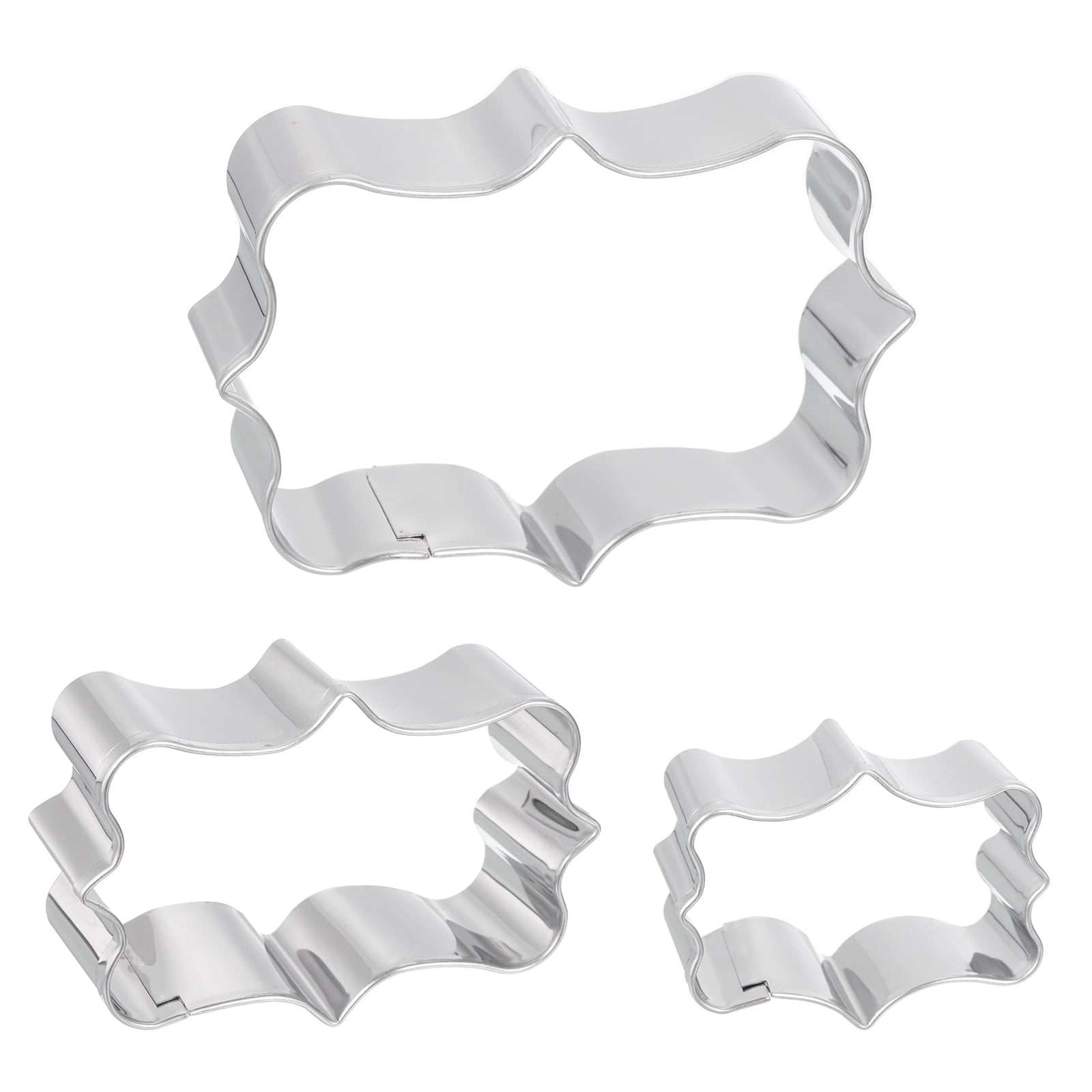 Cookie Cutter Set Rectangular Large + Medium + Small Silver Tone ...