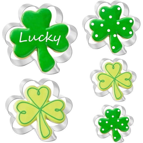 Cookie Cutters 5 PCS, Shamrock Cookie Cutters, 1.5'' to 4'', for Irish ...