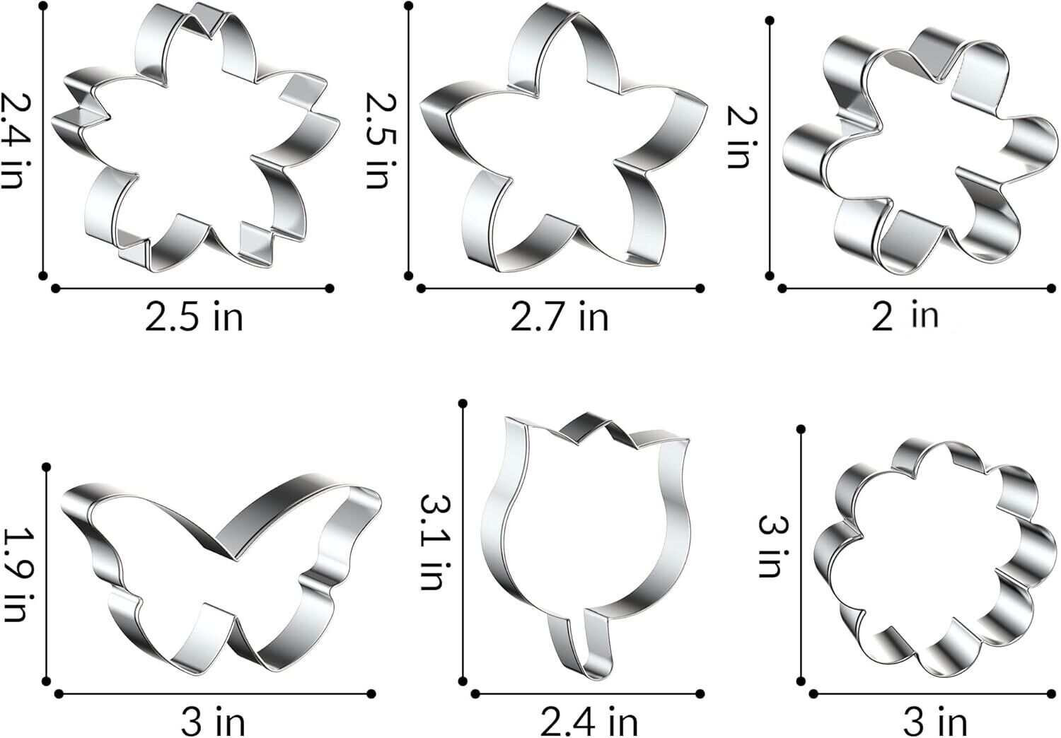 Cookie Cutters Set Flower Butterfly Shape Biscuit Stainless Steel ...
