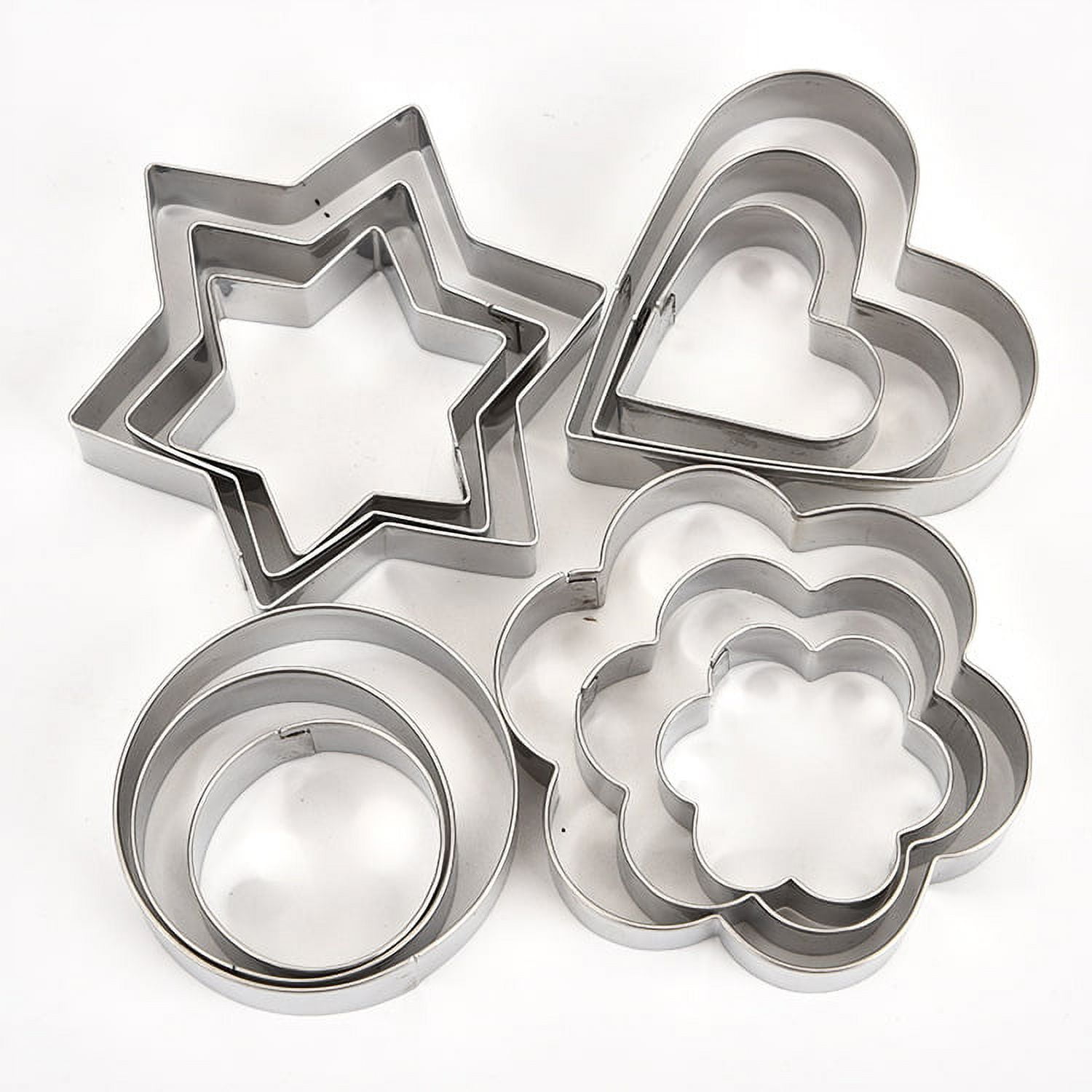Cookie Cutters Shapes Baking Set, 12PCS Flower Round Heart Star Shape ...