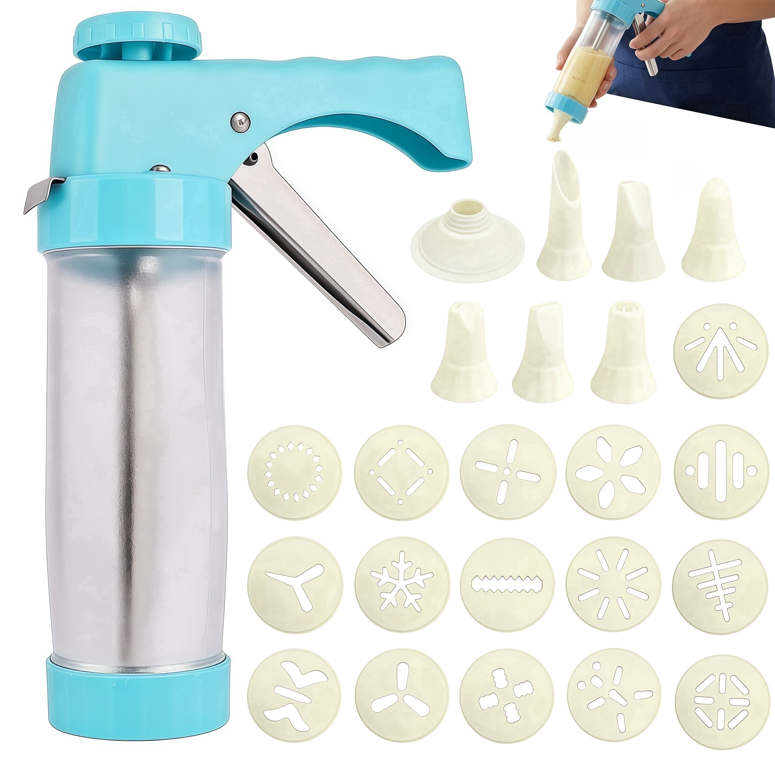 24PCS Cookie Gun Baking Tool Set with Cream Decorating Tips for Easy ...