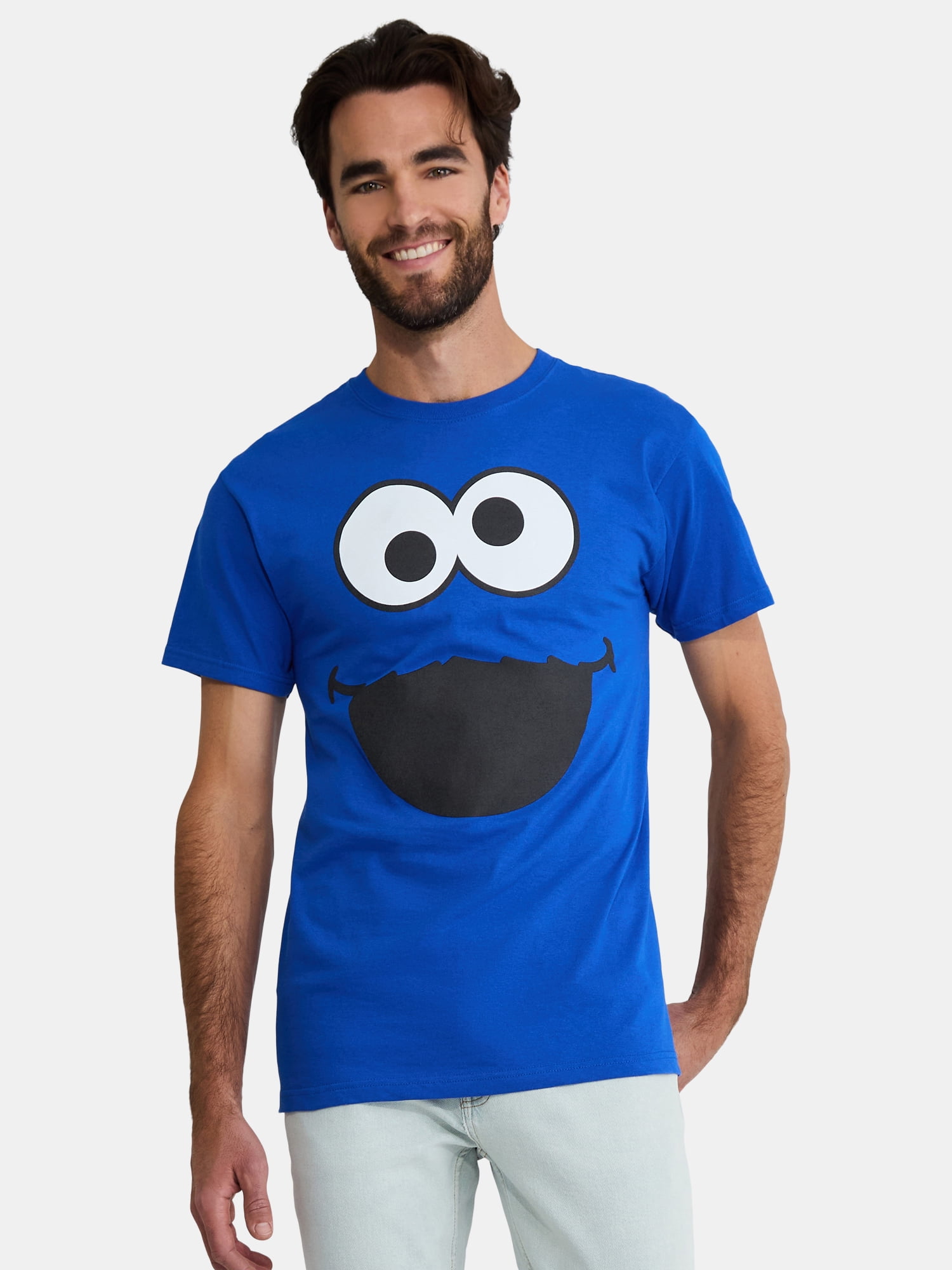 Cookie Monster Men's & Big Men's Big Face Cotton Graphic Tee, Sizes S ...
