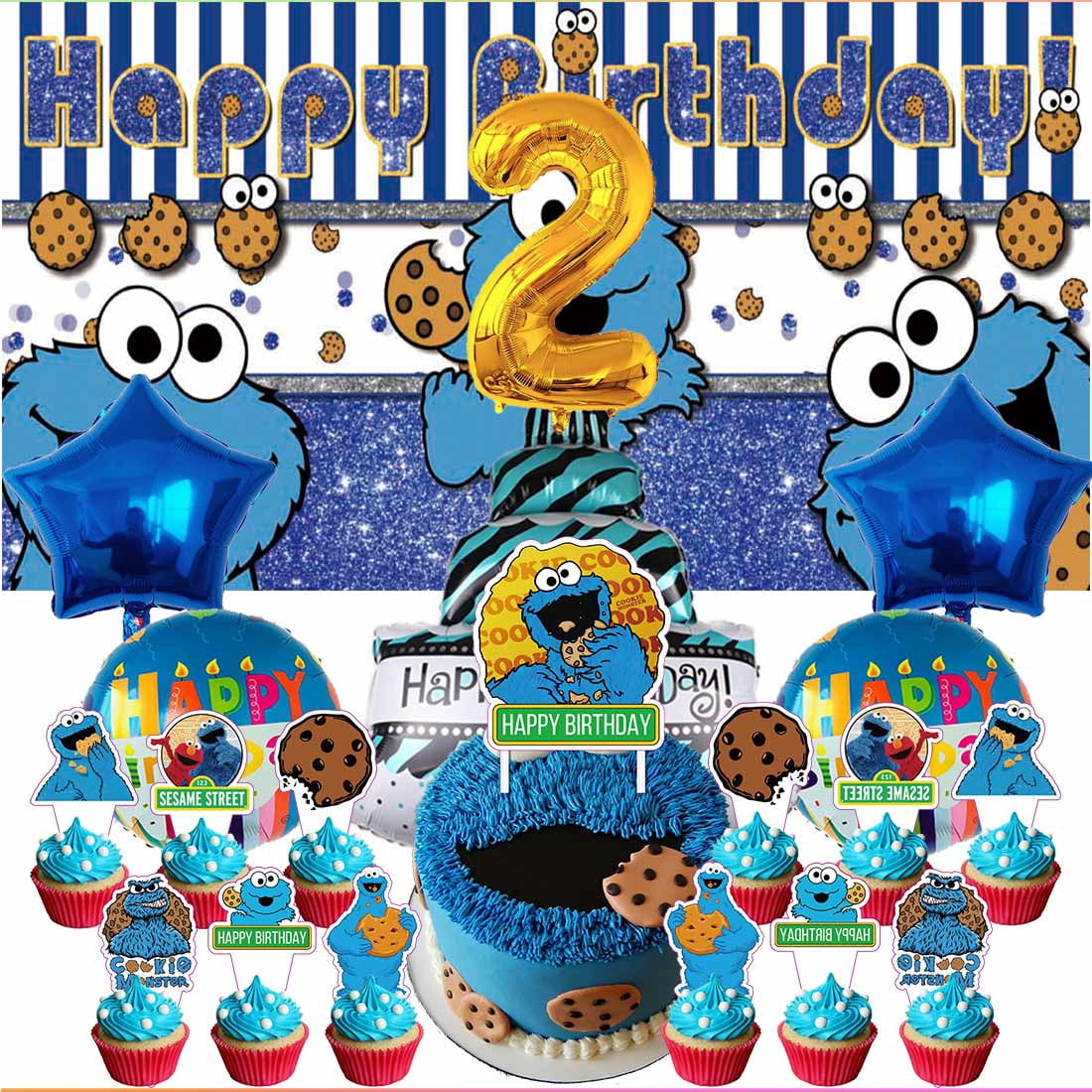 Cookie Monster Party Supplies Decor 2nd Kit Balloons Birthday Cake ...