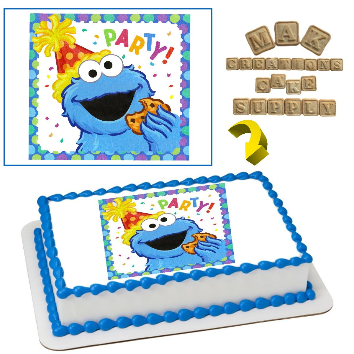 Cookie Monster Sesame Street 1/4 Sheet Edible Cake Topper - Walmart.com