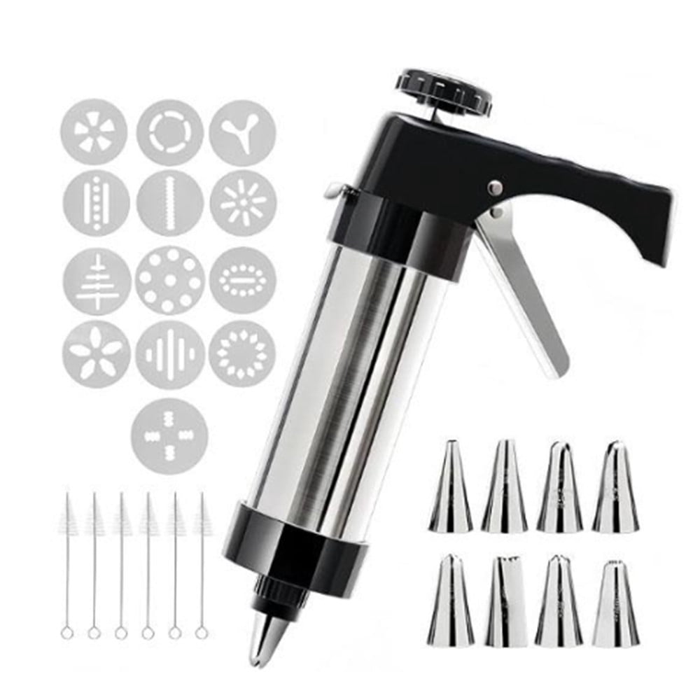 LiangXianzhen Stainless Steel Cookie Press, 13 Cookie Discs, 8 Icing ...