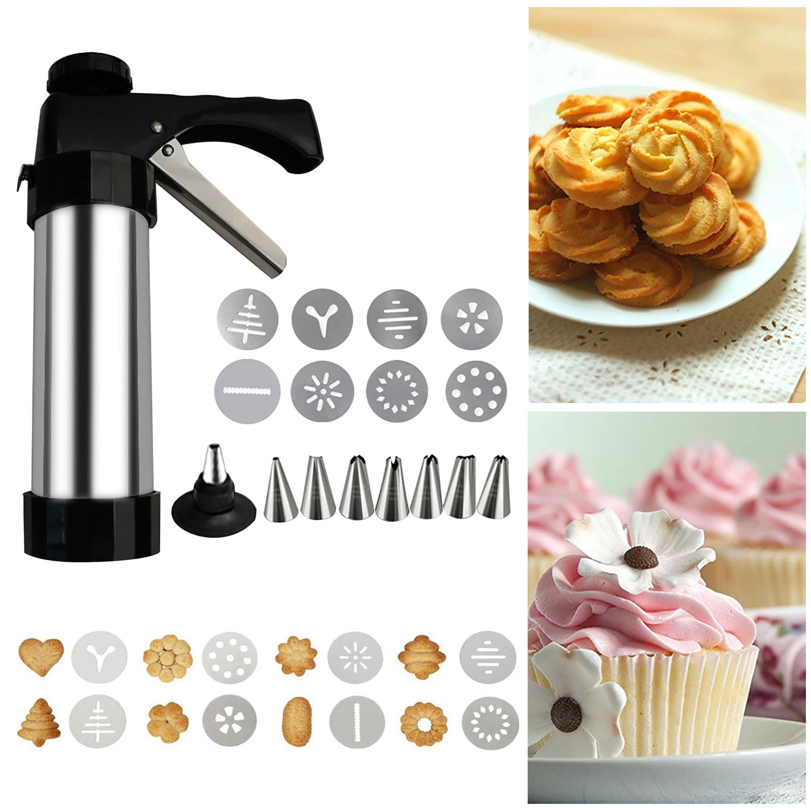 Cookie Press,Biscuit Press Kit Includes Cookie Dies And Stainless Steel ...