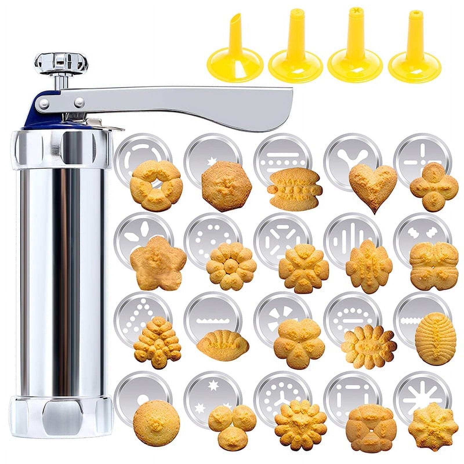 Cookie Press, Cookie Press Gun Aluminum Alloy with 4 Piping Tips and 20 ...
