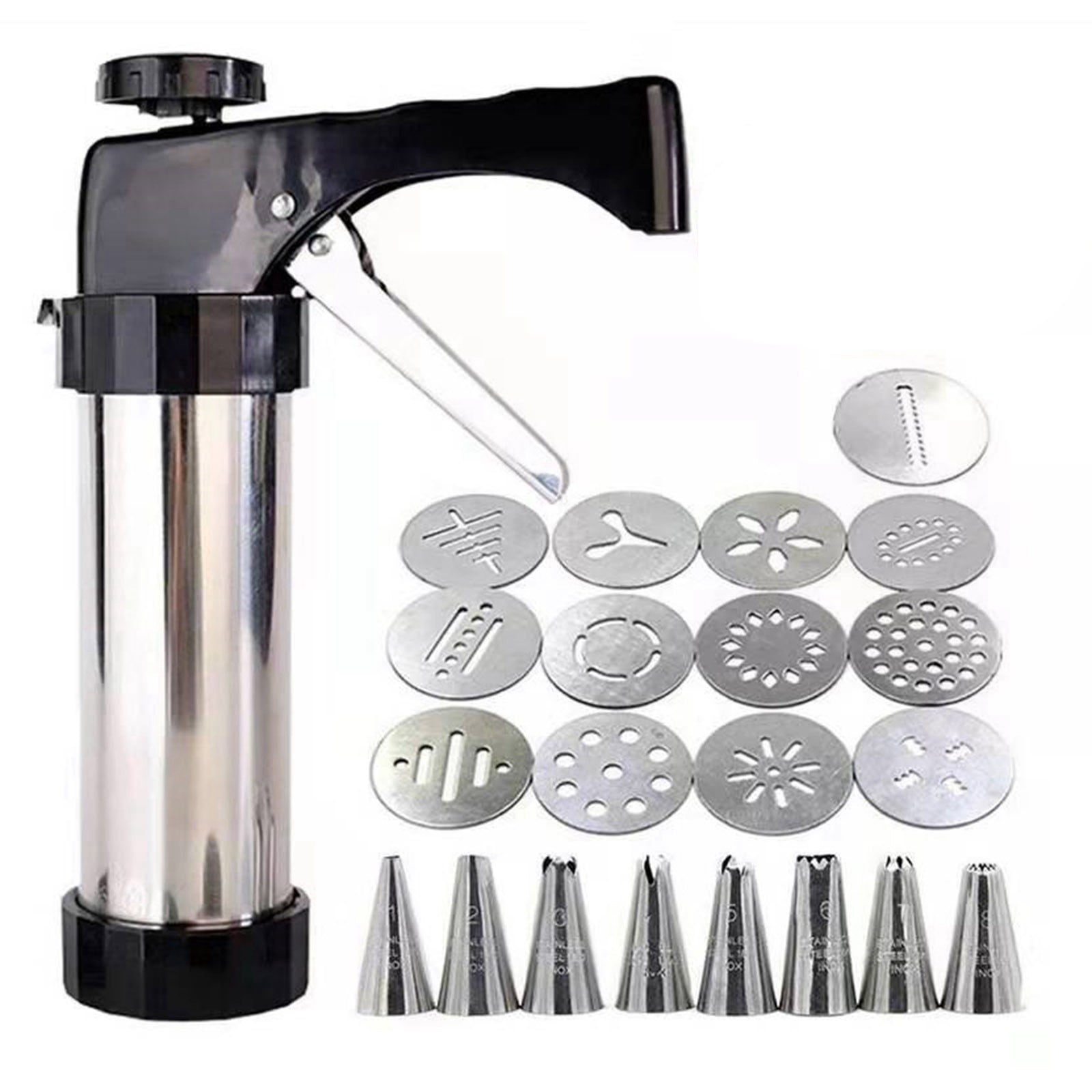 Cookie Press,Cookie Press Gun Kit Stainless Steel Spritz Cookies Press Black - Walmart.com