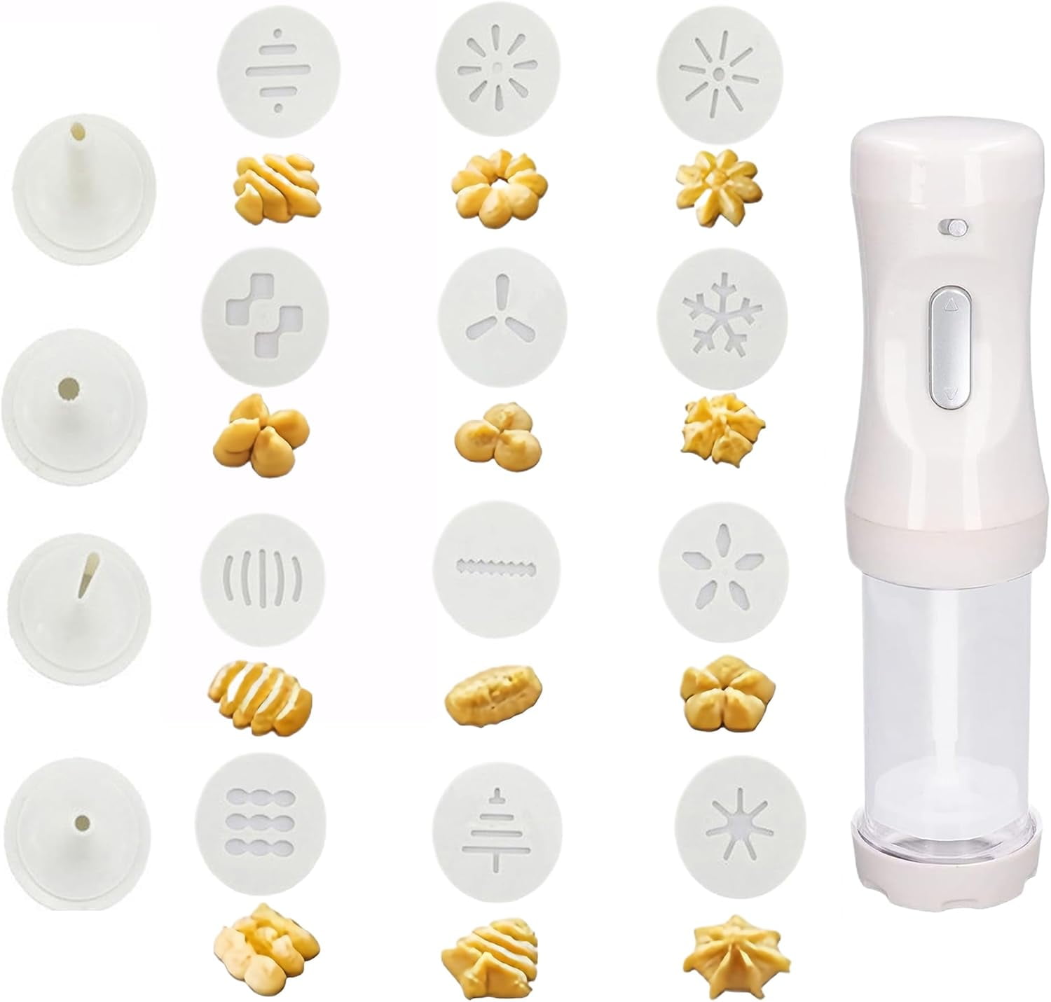 Cookie Press Gun Kit, Electric Cookie Press with 12 Discs and 4 Nozzles ...