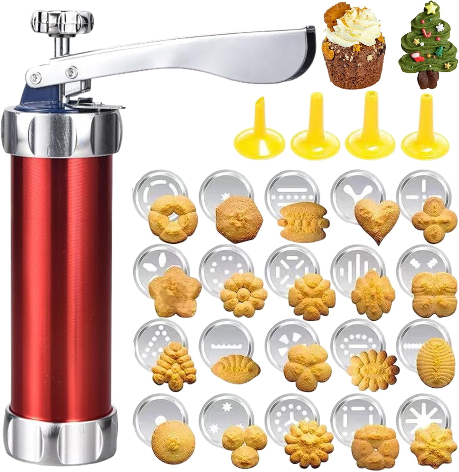 Cookie Press Gun Kit: Spritz Cookie Press Gun Set with 20 Discs and 4 ...