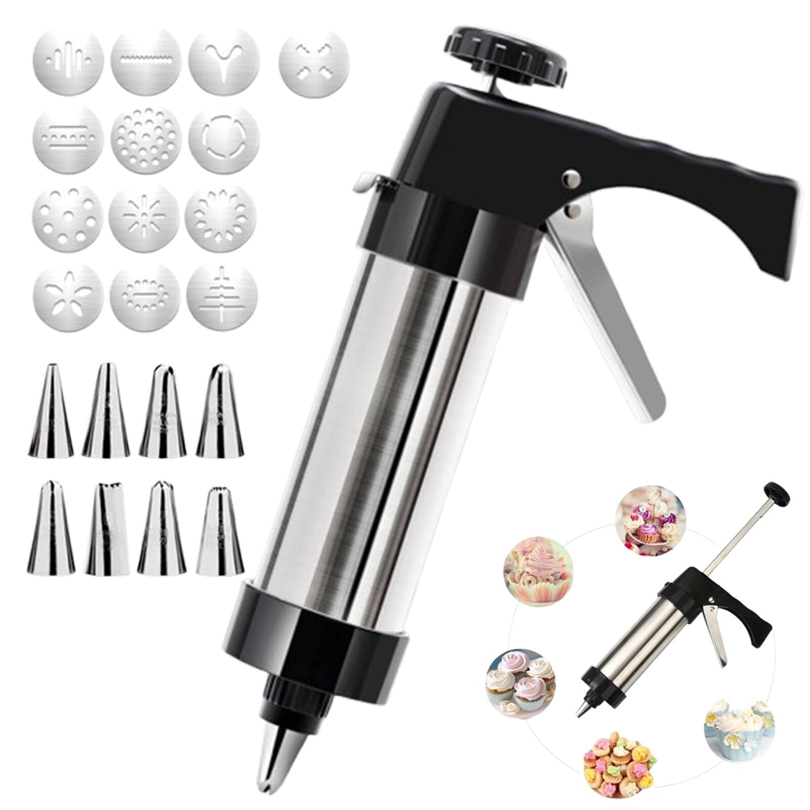 Cookie Press Gun Kit,Stainless Steel Spritz Cookie Press Gun for Baking ...