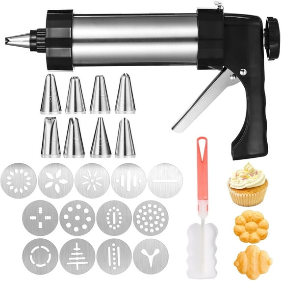 Cookie Press Gun Kit,Stainless Steel for Baking Maker with 13 Discs,8 ...
