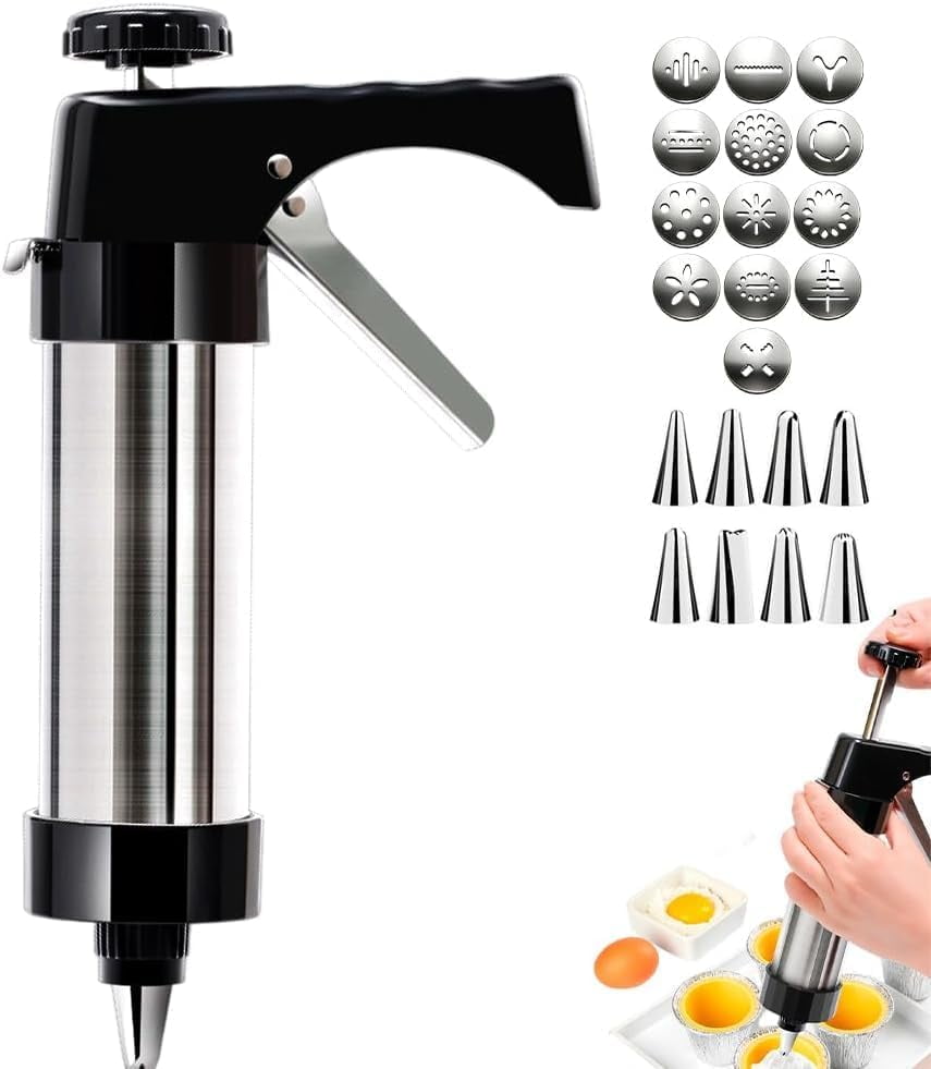 Cookie Press Gun Kit with 13 Stainless Steel Discs, Icing Gun for ...