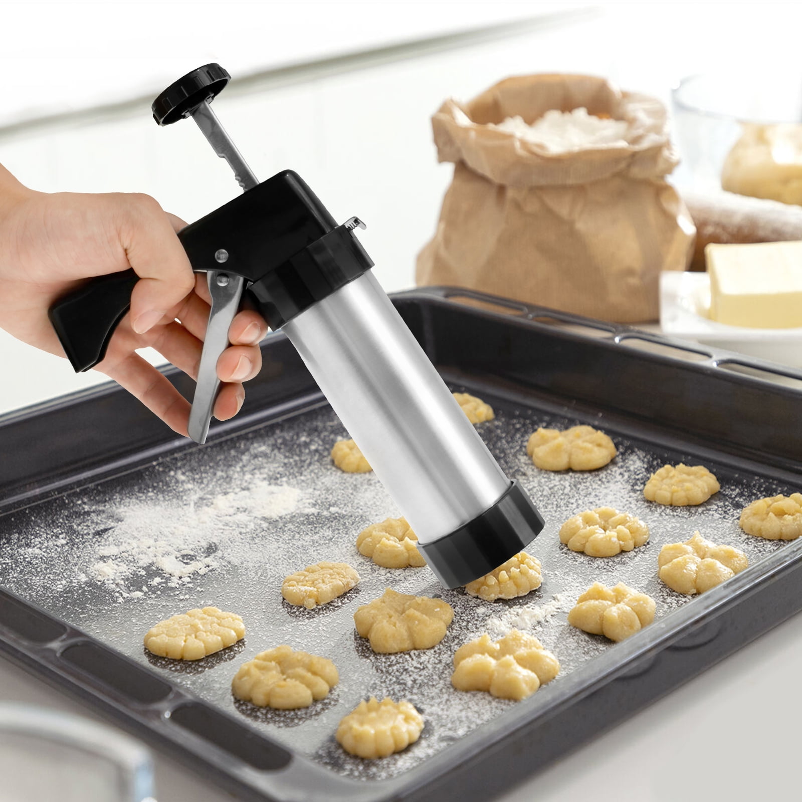 Cookie Press Kit Stainless Steel Cookie Press Decorating Kit Ergonomic ...
