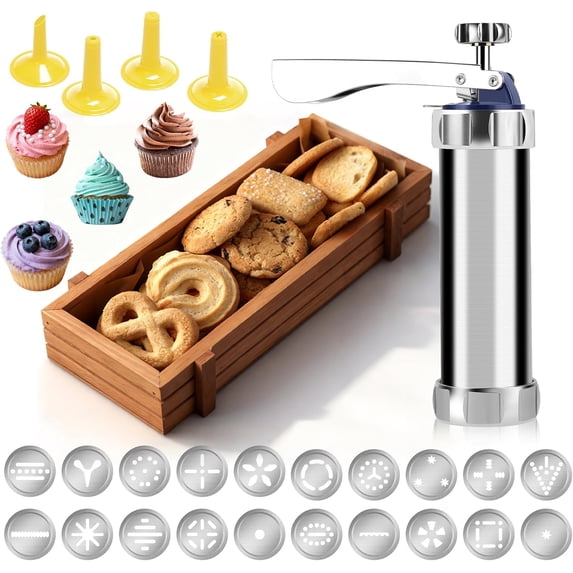 Cookie Press Kit, Upgraded Maker Gun, Stainless Steel Spritz Cookies ...