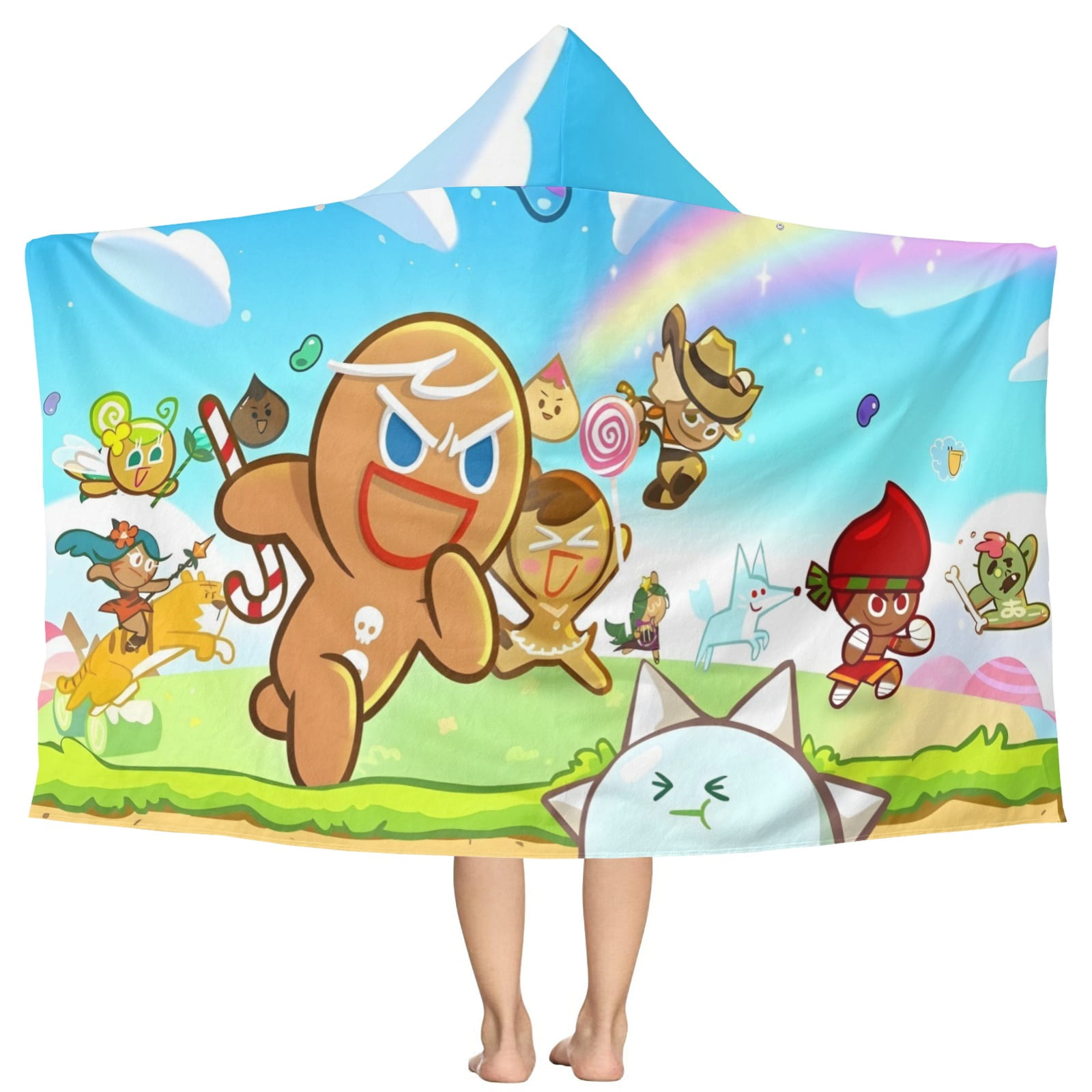 Cookie Run Pattern Beach Poncho - Microfiber - Towel - Kids Lightweight ...
