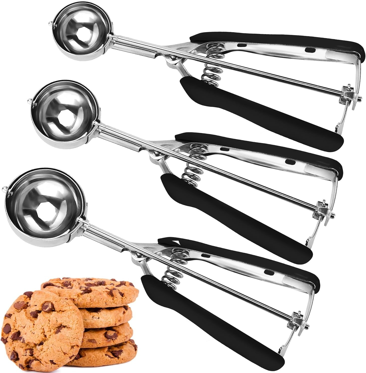 Cookie Scoop Set, Cookie Scoops for Baking Set of 3, Cookie Dough Scoop ...