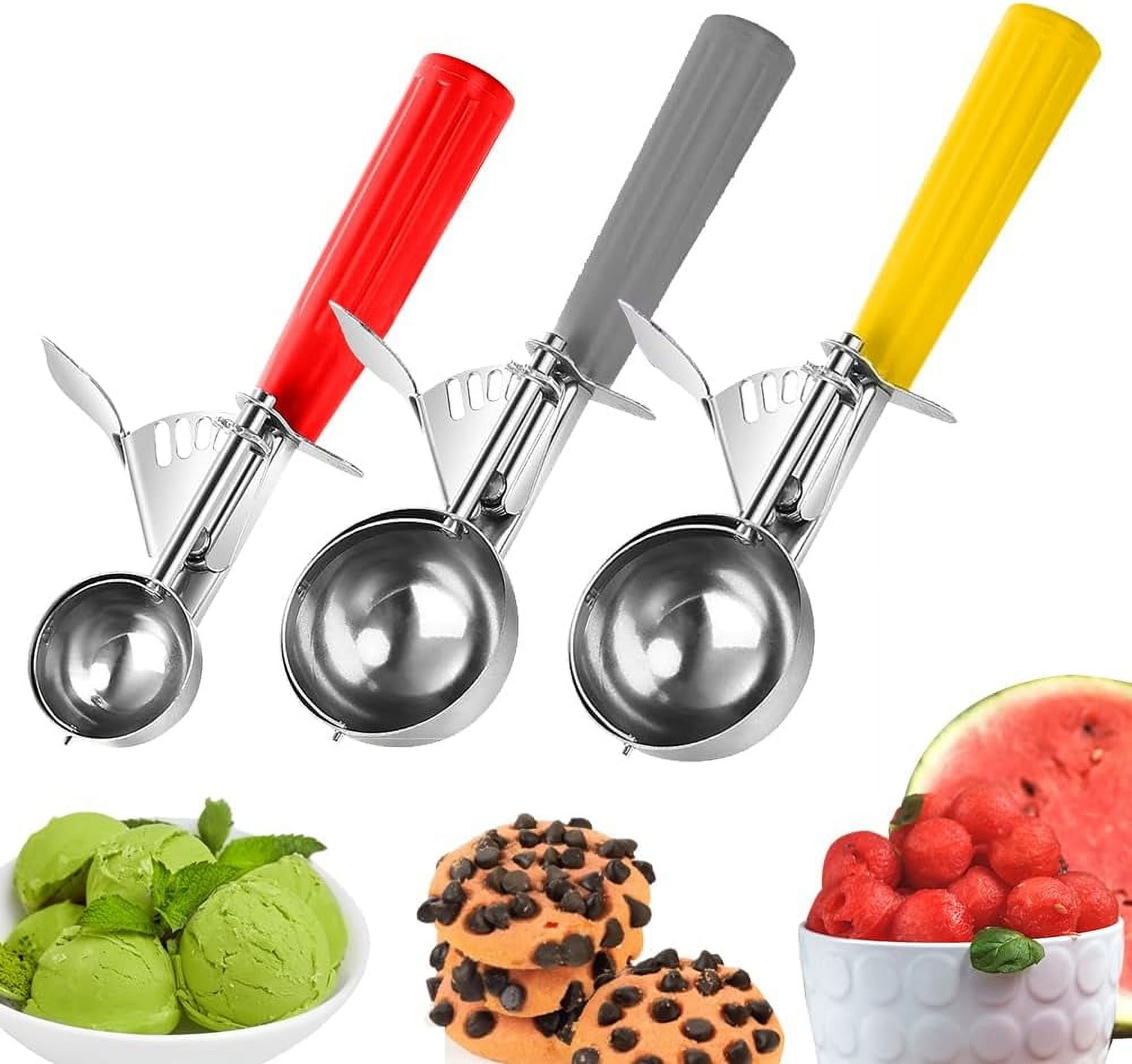 Cookie Scoops for Baking Set of 3, Stainless Steel Ice Cream Scoops ...