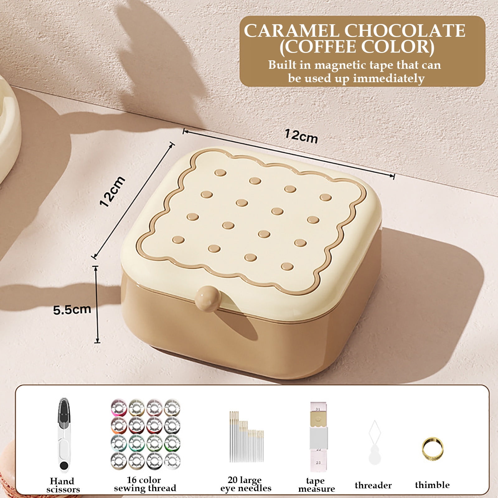 Cookie-Shaped Magnetic Needle Case Set, 2-Layer Portable Sewing Kit ...