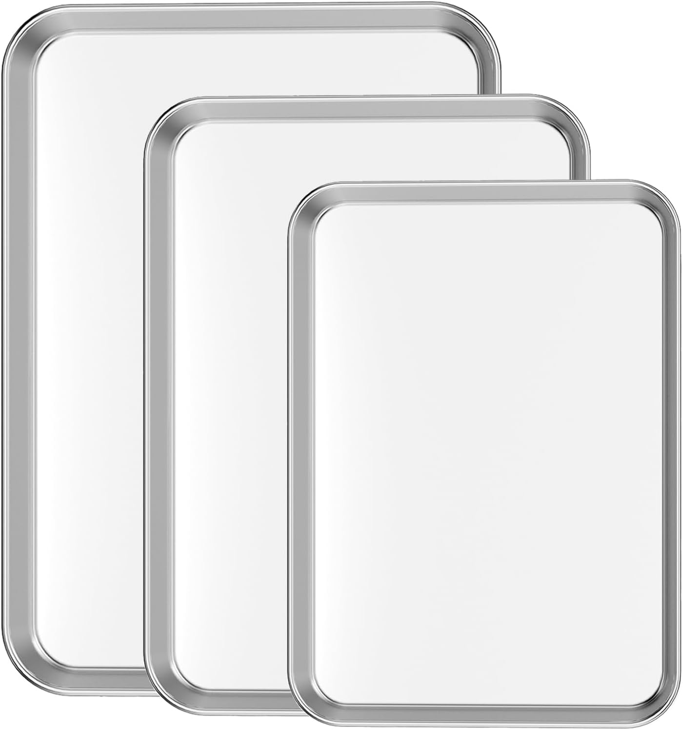Cookie Sheet Baking Sheet Set of 3, Commercial Grade Stainless Steel ...