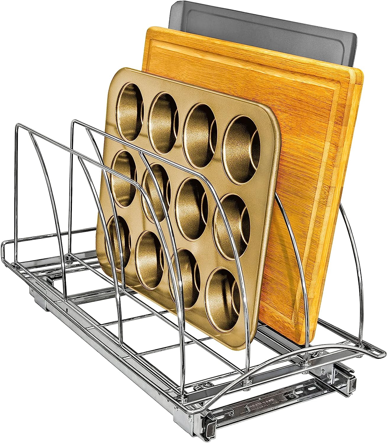 Cookie Sheet, and Baking Pan Organizer Rack - Slide Out Kitchen Cabinet ...