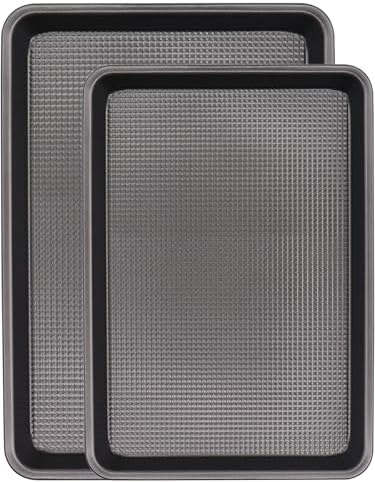 Cookie Sheets for Baking Nonstick, 2 Pack Heavy Duty 0.8mm Baking Sheet ...