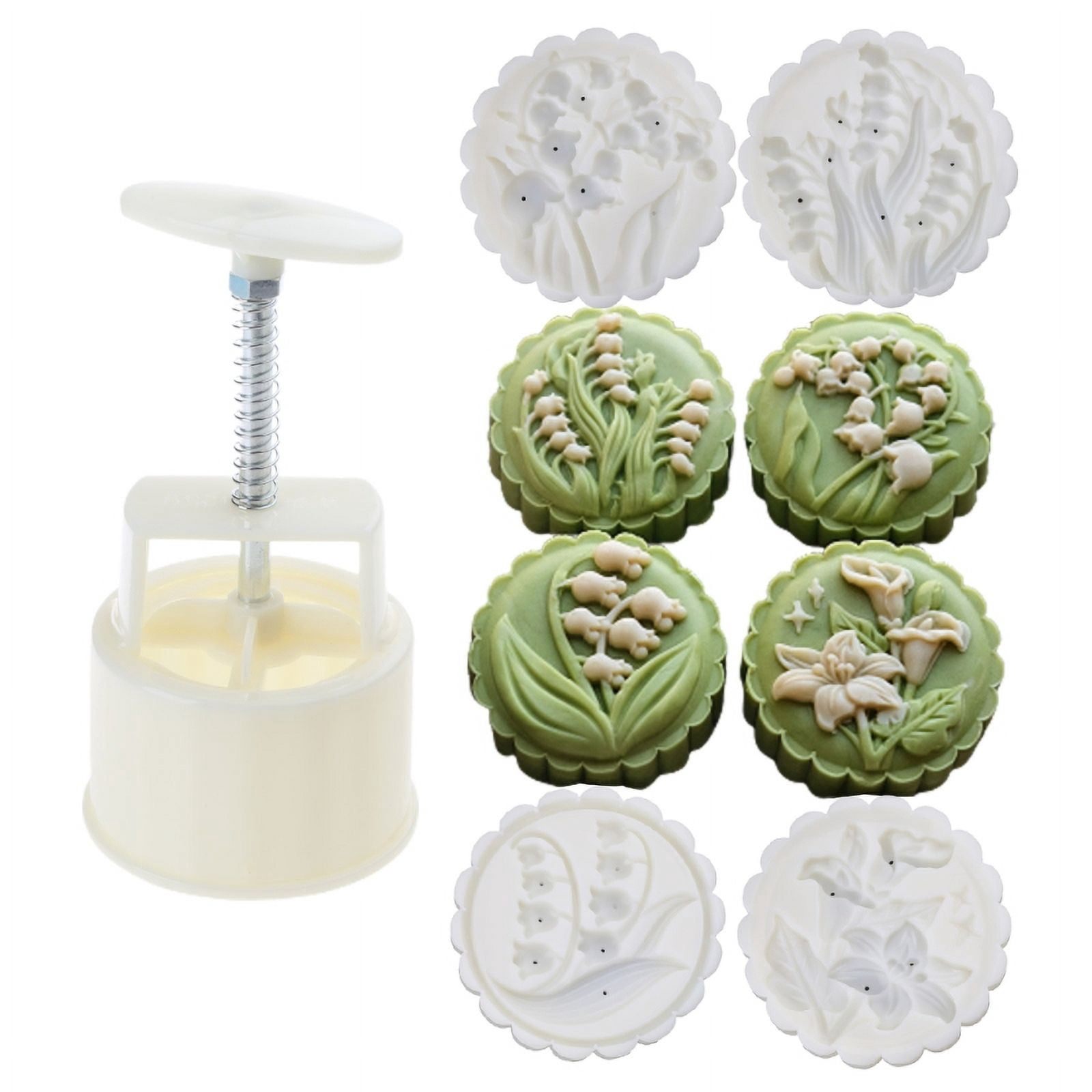 Cookie Stamps Flower Pattern Mooncake Mold Hand-Pressure Moon Cake ...