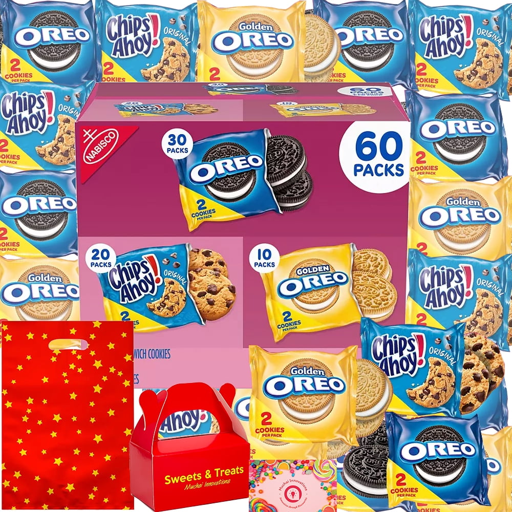 Cookie Variety Pack 3 Flavors 30 Original Oreo, 20 Chips Ahoy, & 10 Golden Vanilla Oreo ...